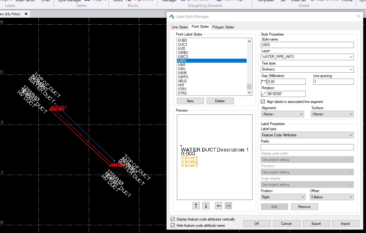 Process Feature Codes Overlapping Text Bug Trimble Business Center